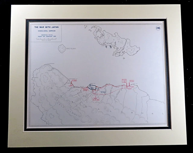 WW2 MILITAIRE CARTE Guadalcanal Campagne Henderson Field Tulagi ...