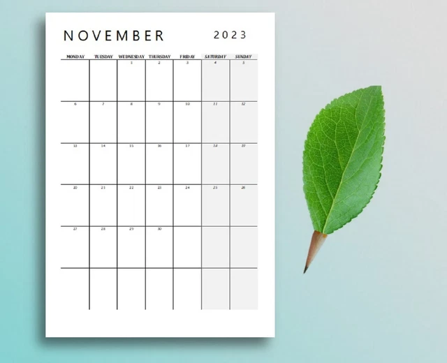 2023 CALENDAR PRINTABLE PORTRAIT Monthly Calendar Planner DOWNLOAD PDF 