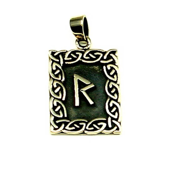RUNA RAIDO VIKINGO Bronce Colgante Símbolo Joya Nuevo EUR 12,80 ...