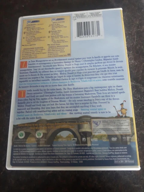 MICKEY DONALD GOOFY The Three Musketeers 2004 DVD Movie Good Condition ...