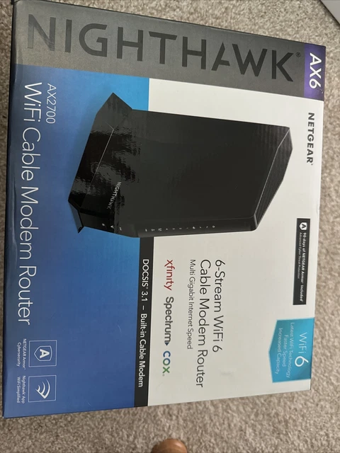 NETGEAR NIGHTHAWK CAX30 AX2700 Wi-Fi 6 Cable Modem Router $120.00 ...