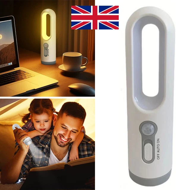 LED NIGHT LIGHT Reading Motion Sensor 2 in 1 Torch USB C Rechargeable ...