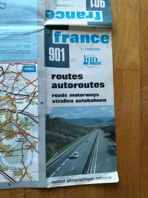 FRANCE 901 IGN routes autoroutes VINTAGE 1982 Cartina Stradale Mappa ...