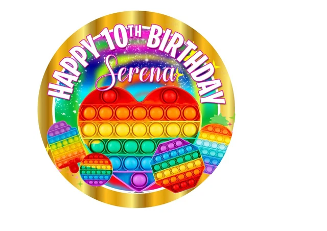 POP IT FIDGETS edible birthday cake topper, cupcakes tops. Sugar ...