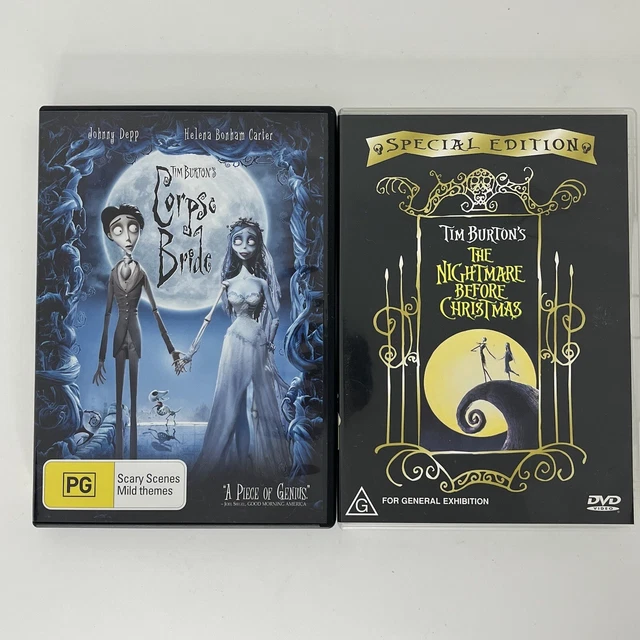 NIGHTMARE BEFORE CHRISTMAS + The Corpse Bride DVD Tim Burton Like New ...