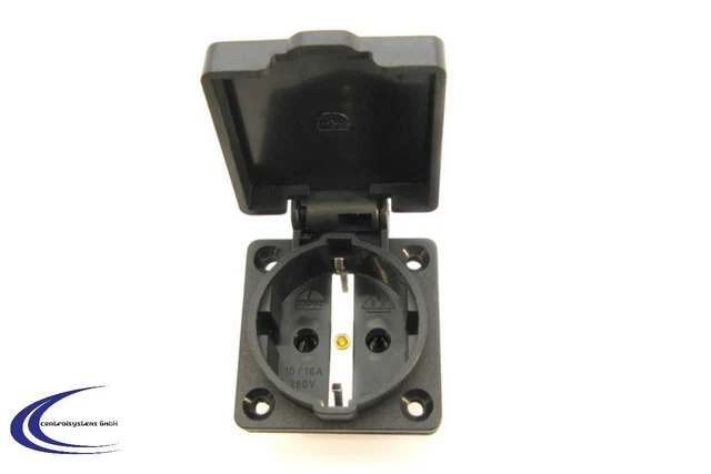 EINBAUSTECKDOSE MIT DECKEL VDE - Schuko Anbausteckdose IP44 - Außen ...