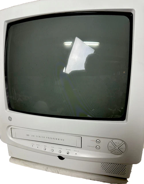 GE SPACEMAKER 13TVR70 13" CRT TV/VCR Combo Retro Gaming White w/ Remote ...