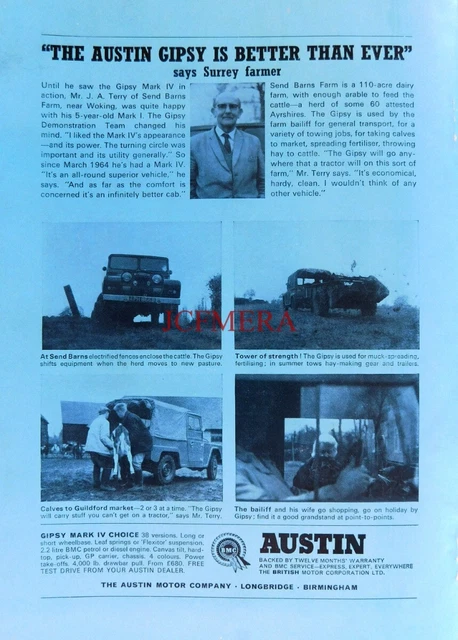 BMC AUSTIN 'GIPSY Mk.IV' 4WD Car #8, Original 1965 Advert Print : 664 ...