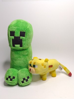 2014 MOJANG JINX Minecraft Creeper & Yellow Cat Push Bundle - Stuffed ...