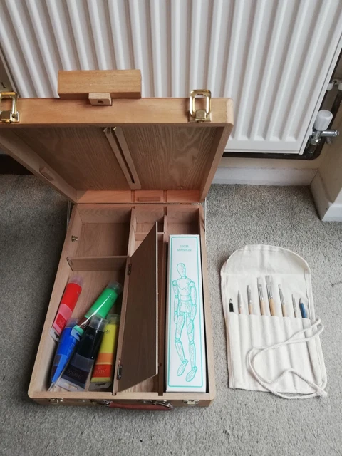 PORTABLE WOODEN DRAWERS Artist Table Desk Top Easel Stand Sketch Box ...