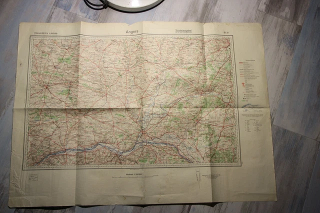 ORIGINAL NORMANDY RELIC GERMAN TACTICAL MAP 1944 DDay WW2 #Angers £34. ...