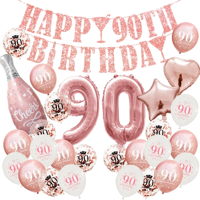 ROSE GOLD ALLES Gute zum 90. Geburtstag Party Banner Ballon Dekoration ...