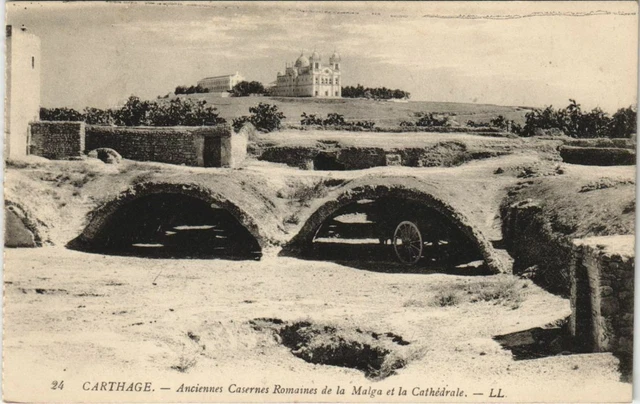 CPA AK TUNISIA CARTHAGE Anciennes Casernes Romaines Malga Cathedrale ...