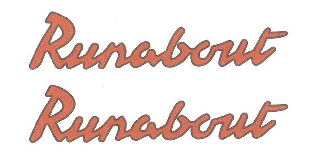 PAIR RED 'RUNABOUT' reproduction Decals Self Adhesive Vintage Moped ...