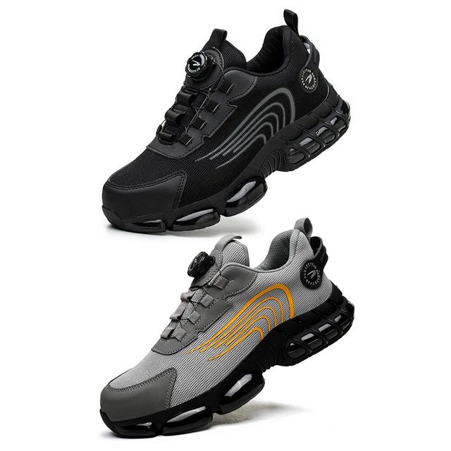 ROTATING BUTTON SAFETY Shoes Steel Toe Sneakers Safety Sneakers for Men ...