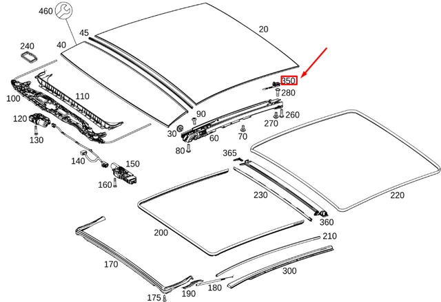 MERCEDES-BENZ GLB X247 Roof Roller Blind Cable Parts Kit A2477808800 ...