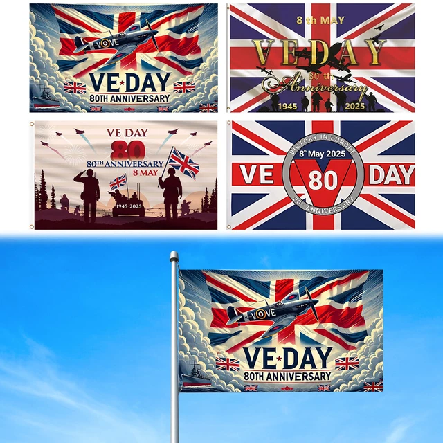 2025 VE DAY 80th Anniversary Flag 80 Years Victory In Europe Flag VE ...