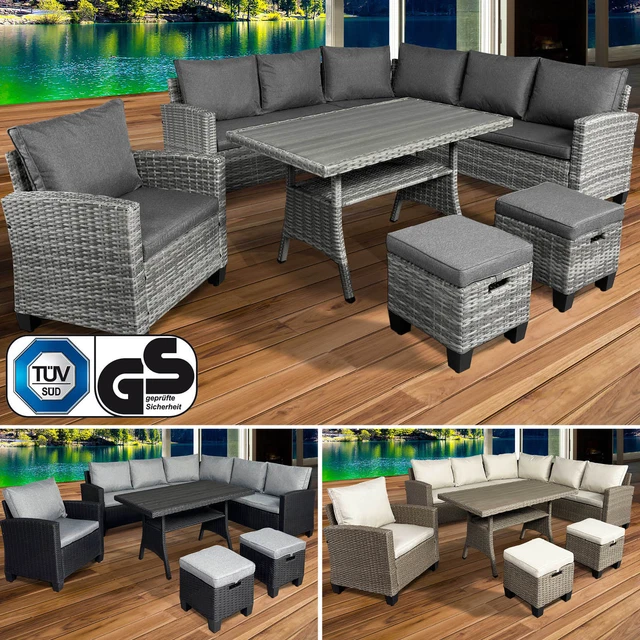 BRAST POLY RATTAN Sitzgarnitur Hacienda Gartenmöbel Essgruppe Lounge ...