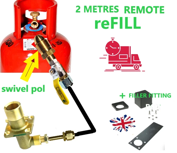 2 METRES LPG refill set SWIVEL POL ADAPTER PROPANE BOTTLES CYLINDER RV ...