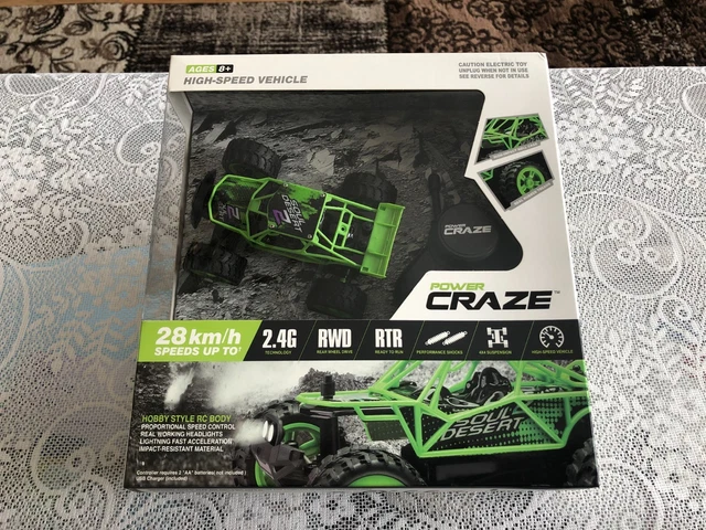 POWER CRAZE HIGH Speed RC Car Green 1:32 Scale 28 km/h 2.4GHz RWD RTR ...