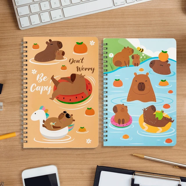 SET OF 2 Spiral Round Notebooks Cute Capybara A5 Travel Notebook For ...