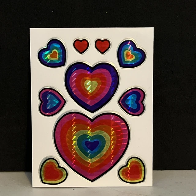 VINTAGE 80’S RAINBOW HEARTS Prism Sticker Sheet - Rare $21.99 - PicClick
