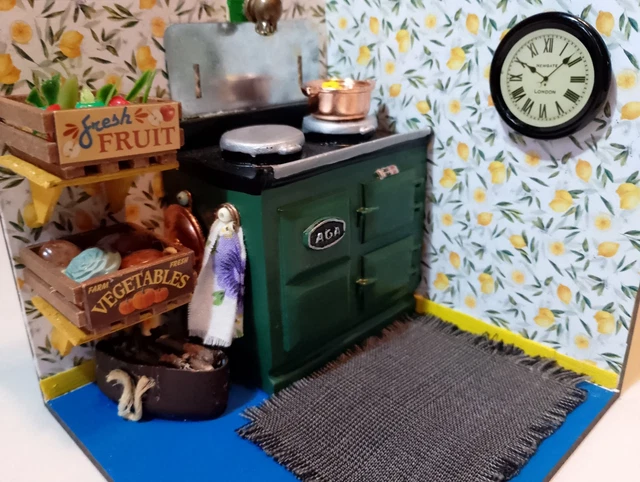 ARTISAN BORROWER'S STYLE Wooden Room Display "Kitchen AGA" Diorama. £19 ...