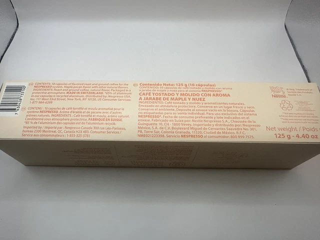 NESPRESSO VERTUO MAPLE Pecan Coffee - 2 Sleeves (20 Pods) RARE LIMITED ...