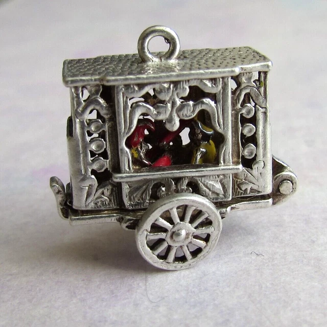 VINTAGE SILVER RARE Opening Punch & Judy Circus Cart Charm £40.00 ...