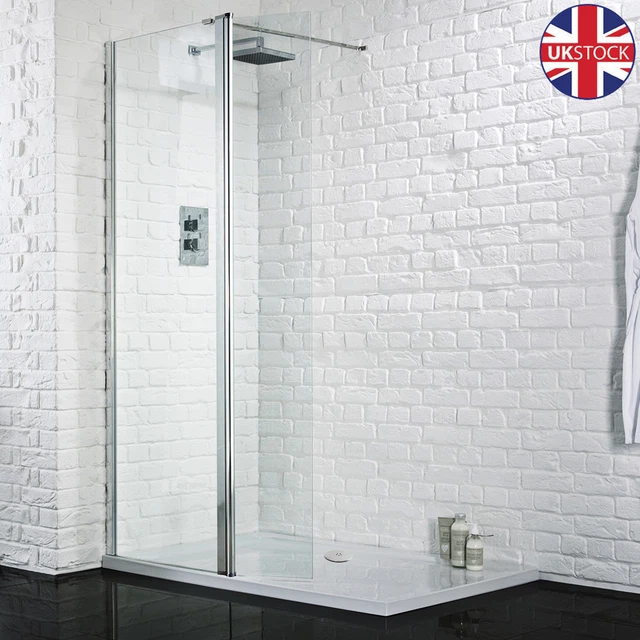 WALK IN SHOWER Enclosure Wet Room Screen & 300mm Flipper Glass Panel ...