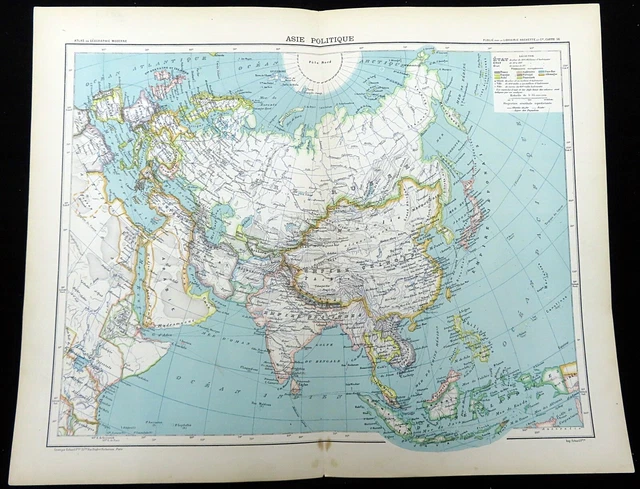 ANTIQUE MAP OF China Japan India Mongolia Asia The Far East Political ...