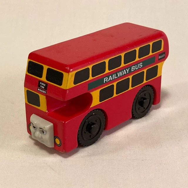 THOMAS & FRIENDS Double Deck Bus Bulgy Wooden Magnetic Railway Train ...
