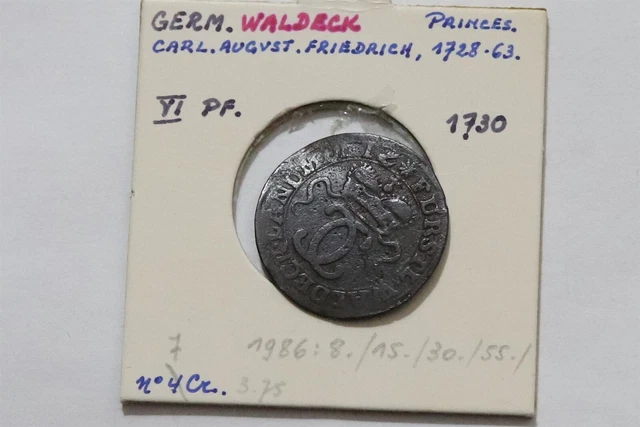 🧭 🇩🇪 GERMANY Waldeck 6 Pfennig 1730 B66 #733 $66.16 - PicClick CA