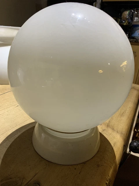 ART DECO OPALINE Milk Glass Sphere Light Unit & Ceramic Fitting £30.00 ...