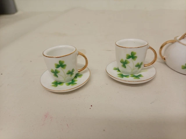 MINIATURE CHINA TEASET ~Clover Design ~Dolls House? ~VGC (SC1) £10.95 ...