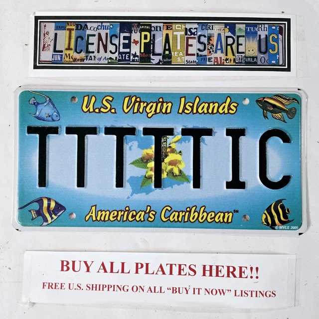 U. S. VIRGIN Islands License Plate 🔥Free📬🔥 Tttttic ~ Repeating T Mint ...