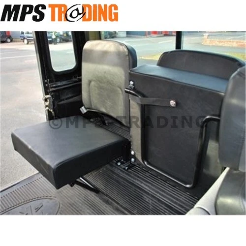 LAND ROVER DEFENDER Rear Inward Facing Folding Seats Black Vinyl 2x ...