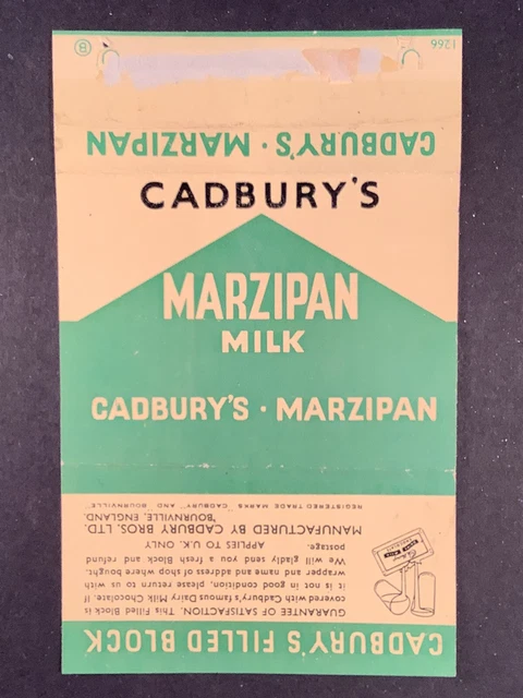 CADBURY’S “ MARZIPAN “ 1950’s-1960’s Chocolate Bar Wrappers ( 7 ) £146. ...