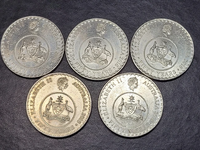 5X 2016 20 CENT 50 YEARS CURRENCY CHANGEOVER COINS- CIRCULATED $2.00 ...