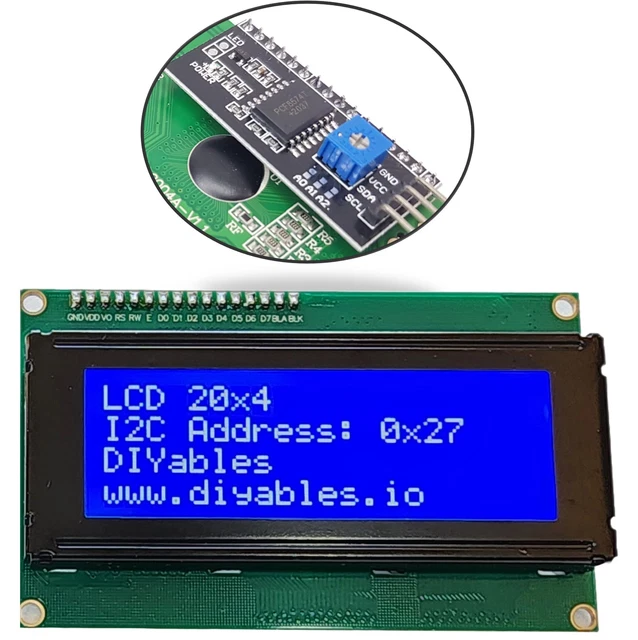 LCD 20X4 DISPLAY I2C Interface for Arduino ESP32 ESP8266 Raspberry Pi ...
