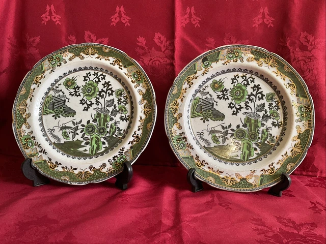 ANTIQUE COPELAND SPODE Green Grasshopper Plates Willow Pattern £5.92 ...