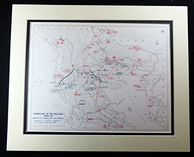 WW2 MILITARY MAP German Invasion of Yugoslavia 1941 Greece Operations ...
