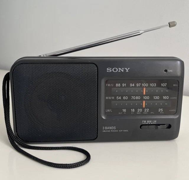 VINTAGE SONY ICF-490L Portable Radio Black 3-Band FM/MW/LW 4.5V ...