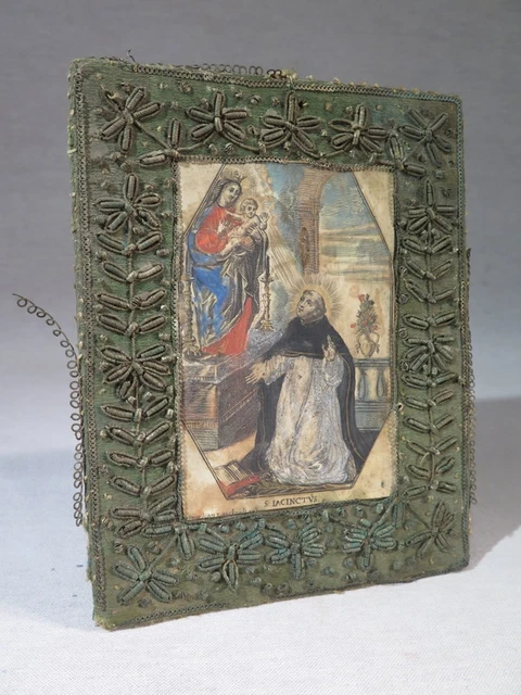 ANCIENNE GRAVURE SUR VELUN REHAUSSEE ET DOREE SIGNEE EPOQUE FIN XVII ...