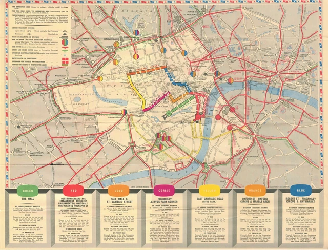 ORIGINAL MAP &CORONATION Route of Queen Elizabeth II" (U.K.) 2 June ...