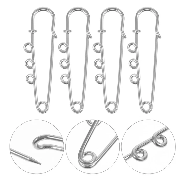 50 PCS 3-HOLE Safety Pin Pants Tightening Clips Brooch Pins Alloy £11. ...