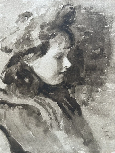 C 1900S SEPIA Wash Portrait 26cm x 23 unclearly signed £57.88 - PicClick UK