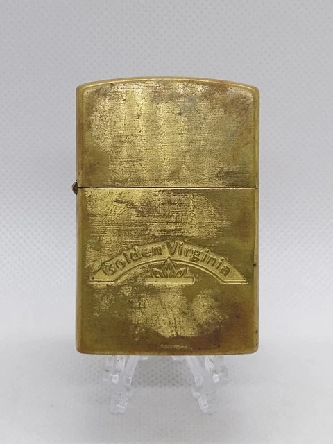 RARE VINTAGE GOLDEN Virginia Flip Top Brass Petrol Lighter in Working ...