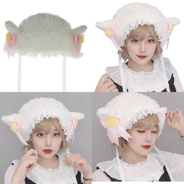 FURRY LAMB GIRLS Beanie Winter Hat Cartoon Beanie with Strap Cute Photo ...