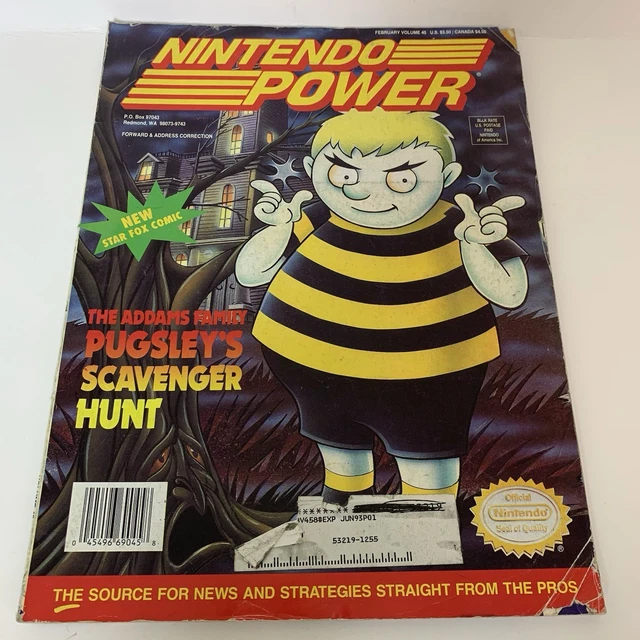 NINTENDO POWER MAGAZINE Pugsley’s Adventure Vol. 45 February 1993 ...